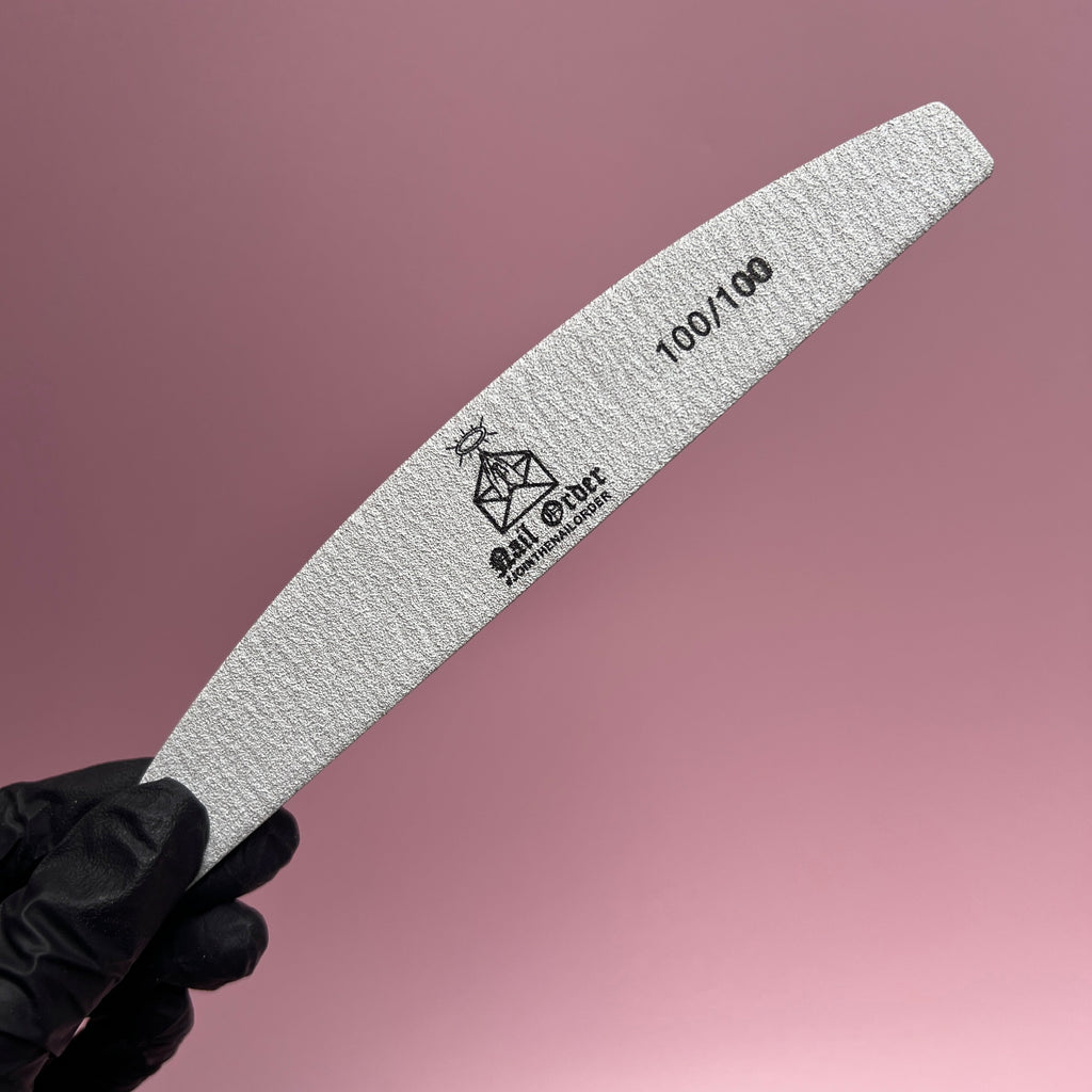 100/100 Grit Nail File (3 Pack Sizes) - Professional Half Moon Files ...