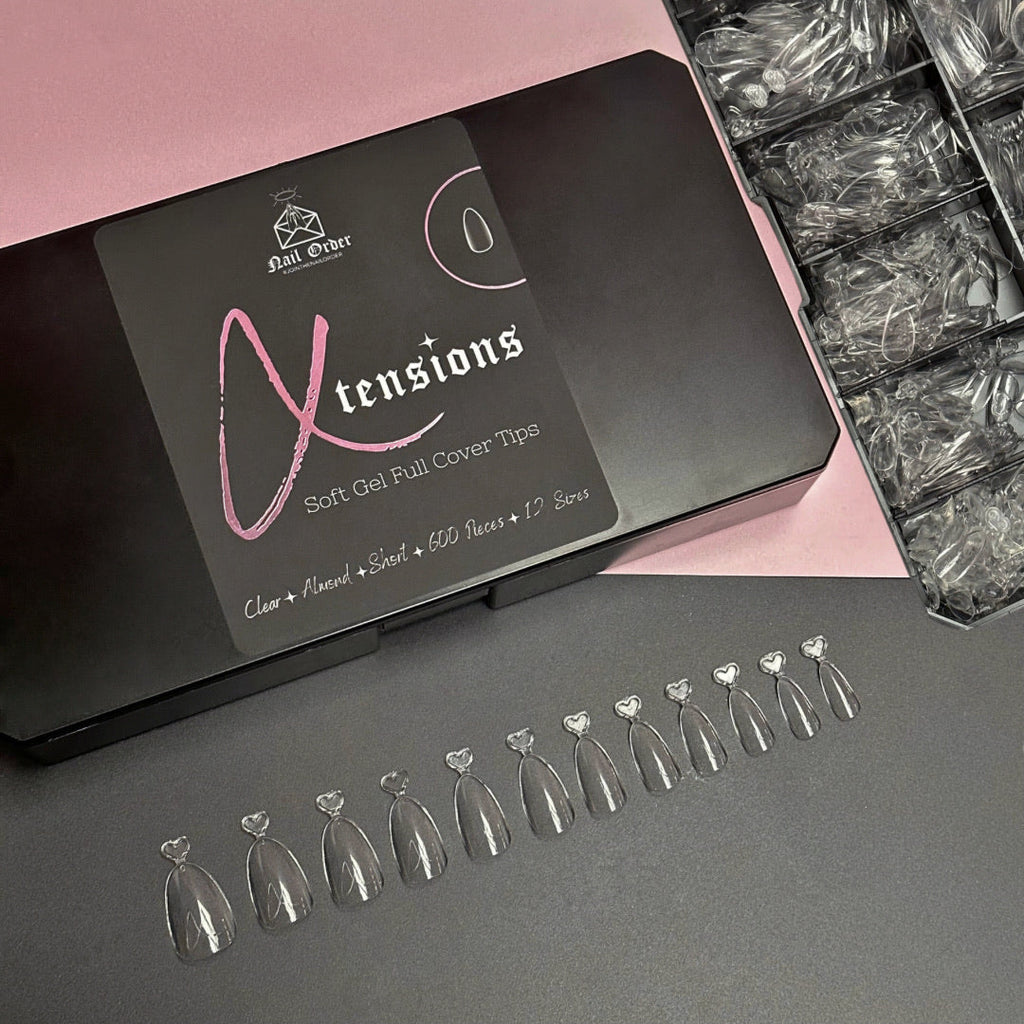 *NEW STYLE* Clear Short Almond Box Of Full Cover Tips NOW WITH TABS ...